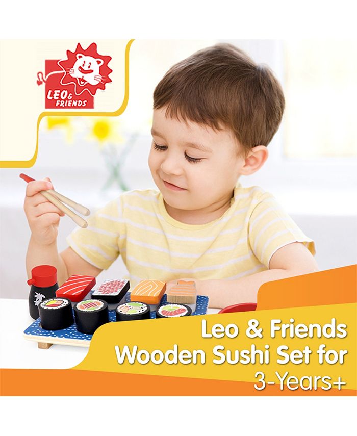 Leo & Friends Wooden Sushi 14pc Set - Macy's
