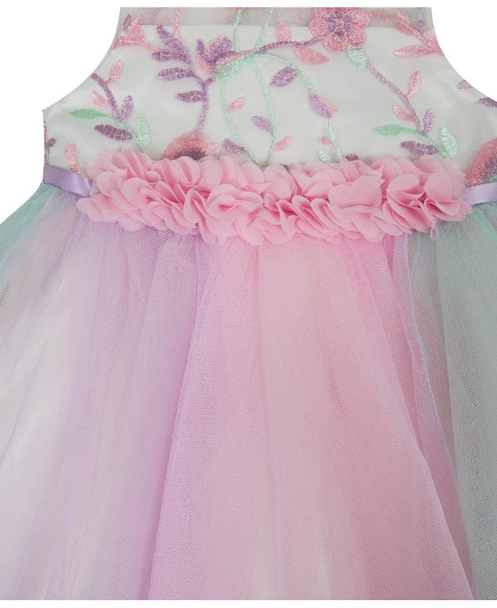 Rare Editions Baby Girls Embroidered Floral with Colored Mesh Dress ...