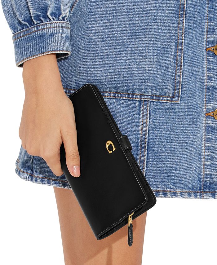 COACH Smooth Skinny Snap-Tab Closure Leather Wallet - Macy's