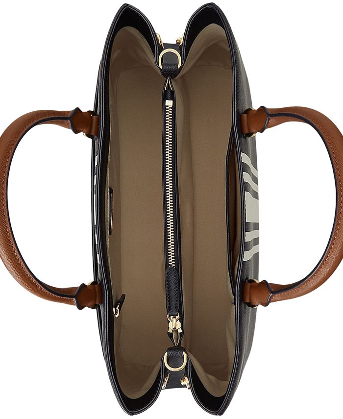 Lauren Ralph Lauren Crosshatch Leather Large Hanna Satchel - Macy's