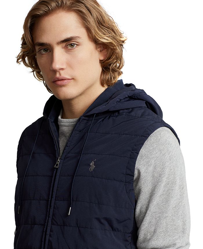 Polo Ralph Lauren Men's Full-Zip Quilted Panel Hooded Vest - Macy's