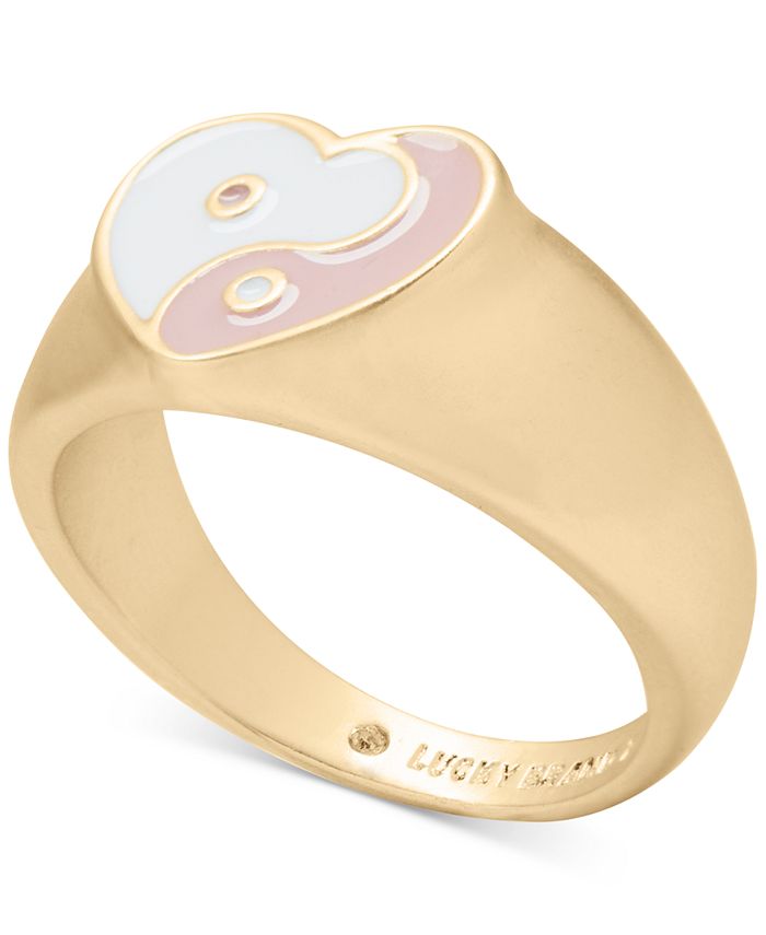 Lucky Brand Gold-Tone Yin-Yang Heart Statement Ring - Macy's