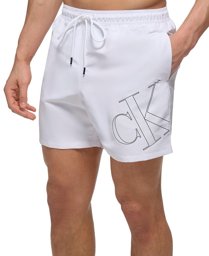 Calvin Klein Men's 5" CK Outline Logo Swim Trunks - Macy's