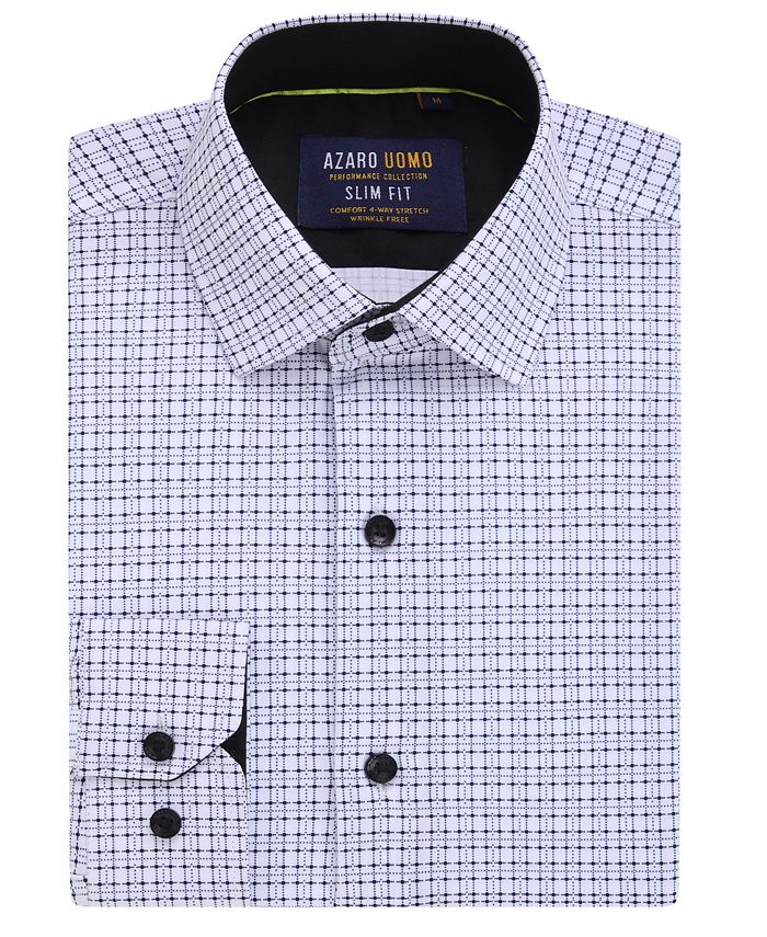 Azaro Uomo Men's Plaid Four-Way Stretch Button Down Slim Fit Shirt - Macy's