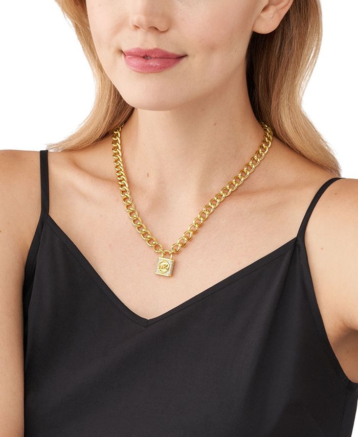 Michael Kors Pave Lock Chain Necklace - Macy's