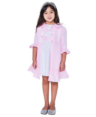 Rare Editions Toddler Girls Printed Polka Dot Dress & Ruffled Coat - Macy's