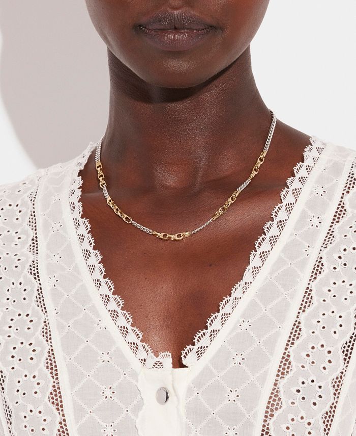 COACH Signature Mixed Chain Necklace - Macy's