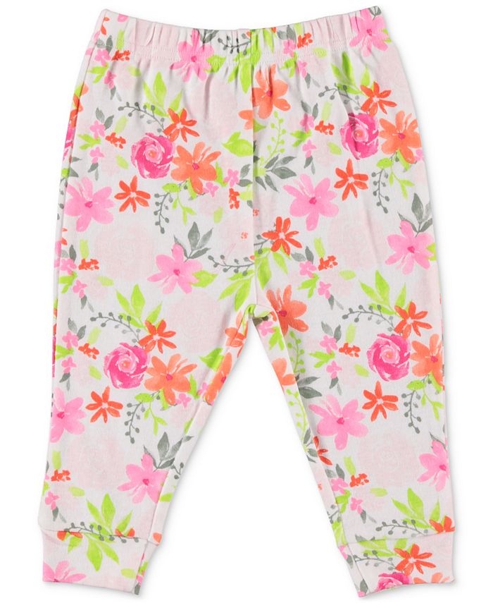 Chickpea Baby Girls Floral Bodysuit, Joggers, and Bib, 3 Piece Set - Macy's