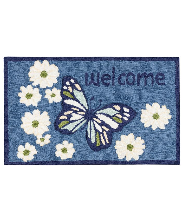 Nourison Home Nourison Hand Hooked Welcome Butterfly and Flower Accent ...