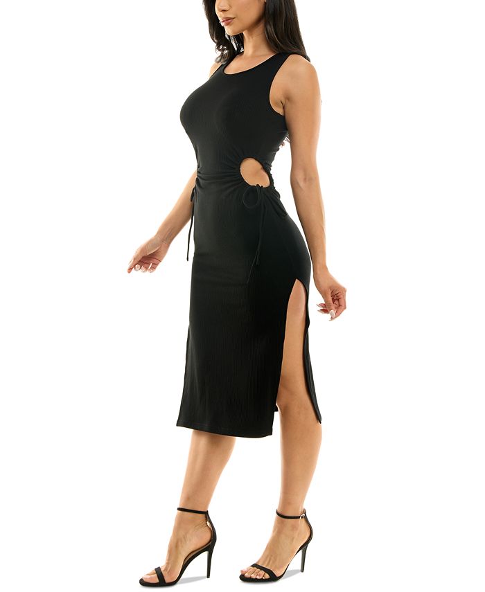 Bebe Ribbed Side-Slit Cut-Out Bodycon Dress - Macy's