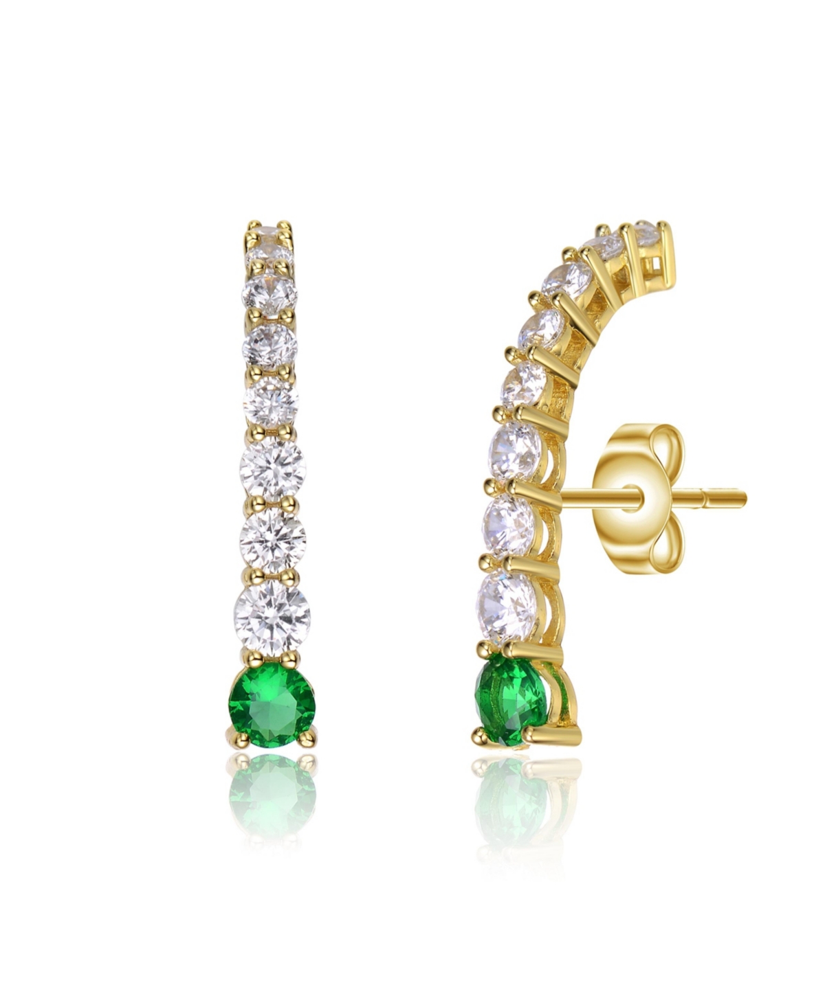 Click here for Sterling Silver Cubic ZIrconia Curved Journey Earr... prices