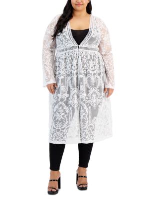 FULL CIRCLE TRENDS Trendy Plus Size Lace Longline Duster - Macy's