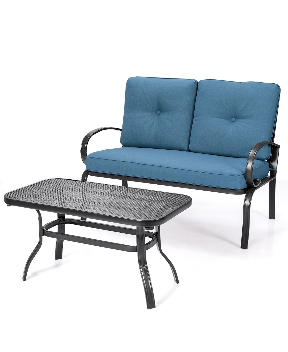 Click here for 2PCS Patio LoveSeat Coffee Table Furniture Set Ben... prices