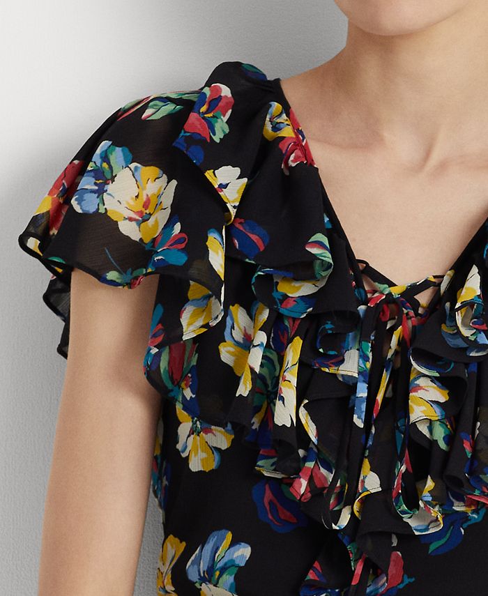 Lauren Ralph Lauren Women's Floral Ruffle-Trim Georgette Blouse - Macy's