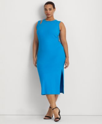 Plus Size Cutout Effect Midi Dress