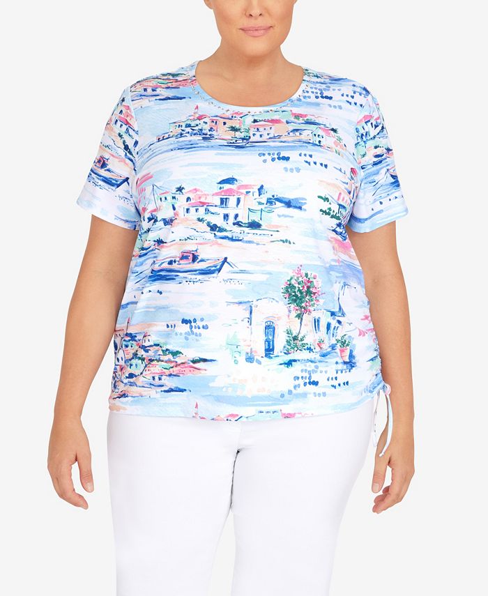Alfred Dunner Plus Size Classic Greek Isle Embellished Neck Top - Macy's