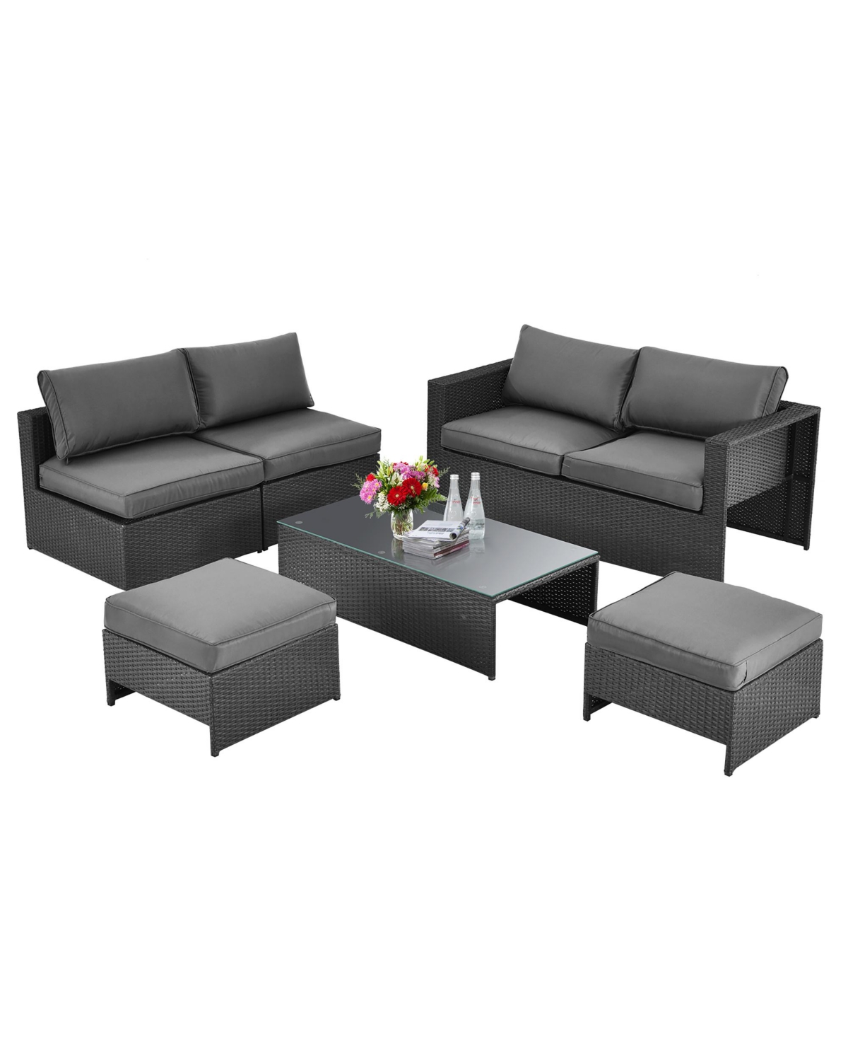 Click here for 6PCS Patio Rattan Furniture Set Space Saving Cushi... prices