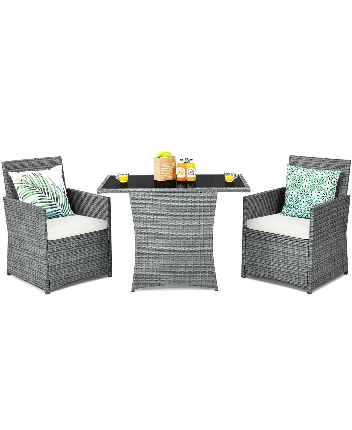 Click here for 3PCS Patio Rattan Furniture Set Cushioned Sofa Arm... prices