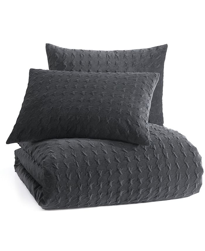 KARL LAGERFELD PARIS Velvet Houndstooth 3 Piece Comforter Set, Full ...