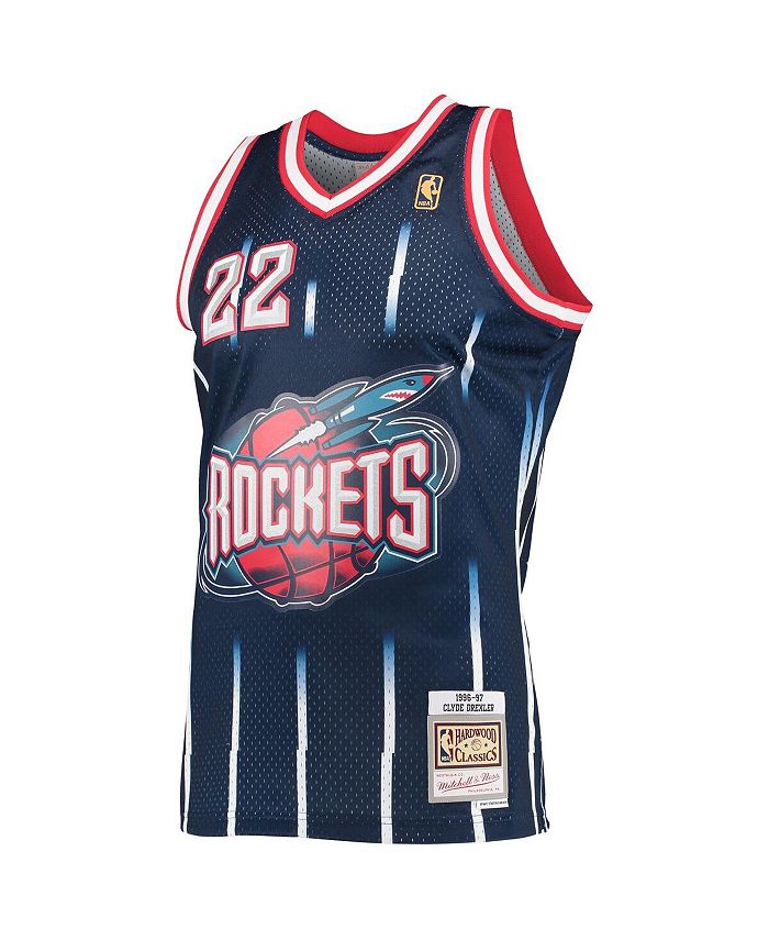 Mitchell & Ness Men's Clyde Drexler Navy Houston Rockets 1996-97 ...