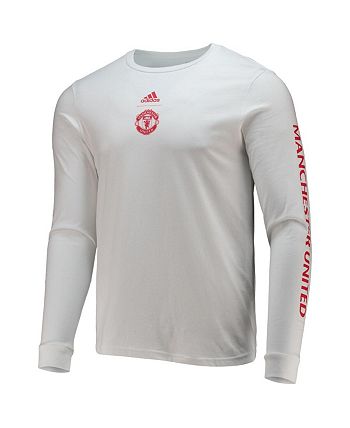 adidas Men's White Manchester United Crest Long Sleeve T-shirt - Macy's