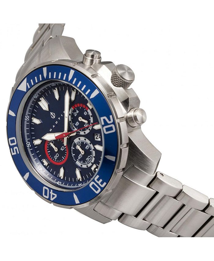 Nautis Men Dive Chrono 500 Stainless Steel Watch - Blue, 45mm - Macy's