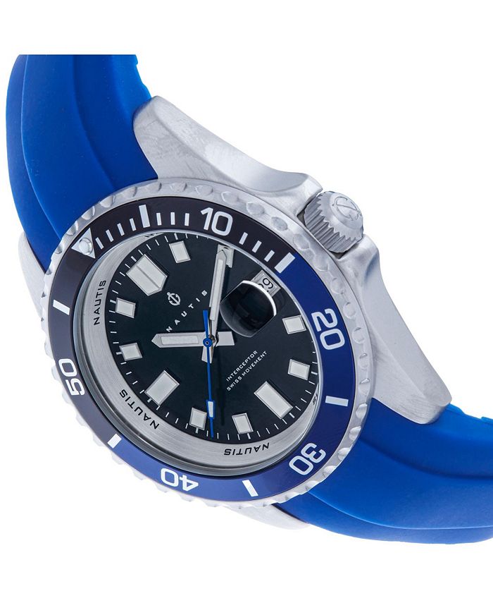 Nautis Men Interceptor Rubber Watch - Navy, 43mm - Macy's