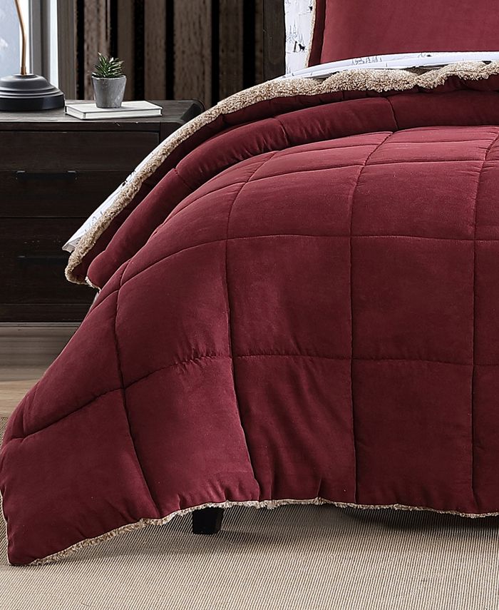Eddie Bauer Sherwood Reversible Micro-suede Sherpa Comforter Set, Twin ...