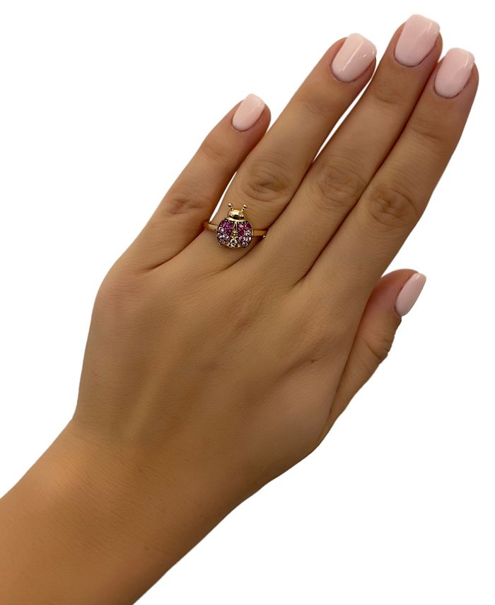 Le Vian Strawberry Ombré Sapphire (1/3 ct. t.w.) & White Sapphire (1/20 ...