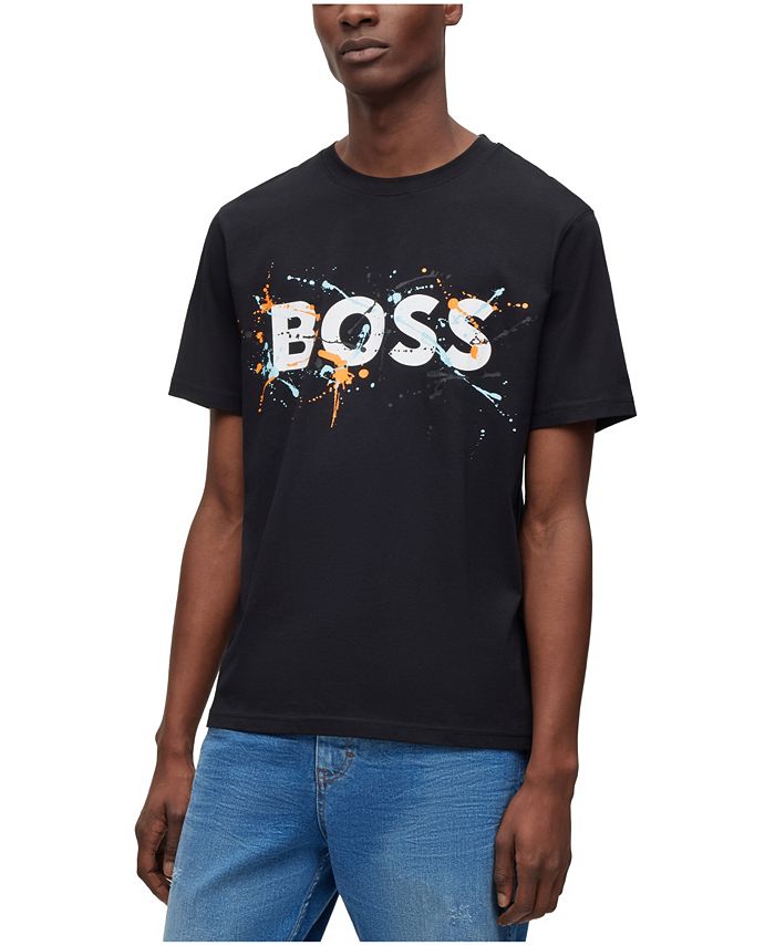 Hugo Boss Men's Cotton-Jersey Colorful Logo Artwork T-shirt - Macy's