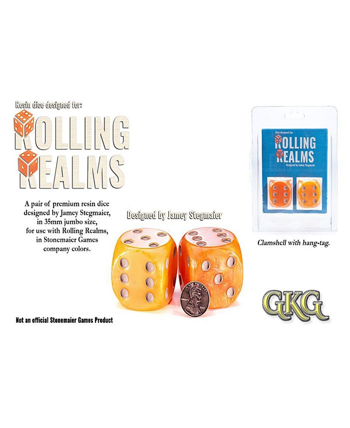 Gatekeeper Games Rolling Realms Premium Dice Set, Pair of 35mm Epic ...