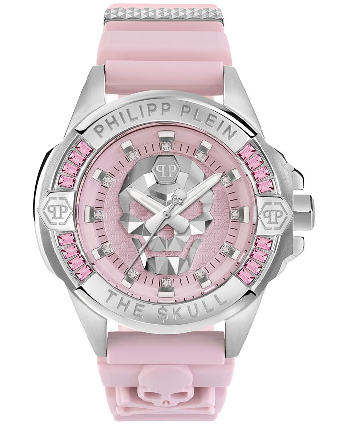Philipp Plein Women's The $kull Pink Silicone Strap Watch 41mm - Macy's