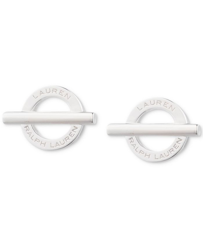 Ralph Lauren Logo Circle Stud Earrings in Sterling Silver - Macy's
