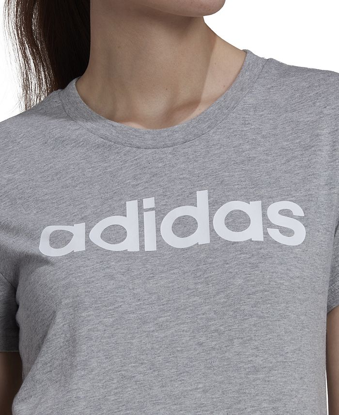 adidas Women's Essentials Cotton Linear Logo T-Shirt - Macy's