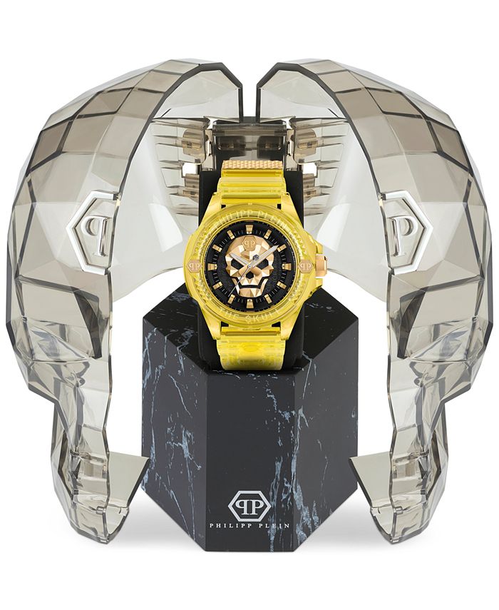 Philipp Plein Men's The $kull Yellow Transparent Silicone Strap Watch ...