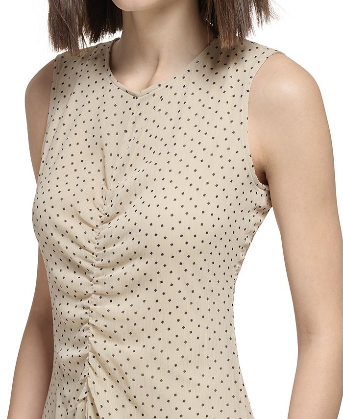 Calvin Klein Women's Polka-Dot Tie-Back Sleeveless Dress - Macy's