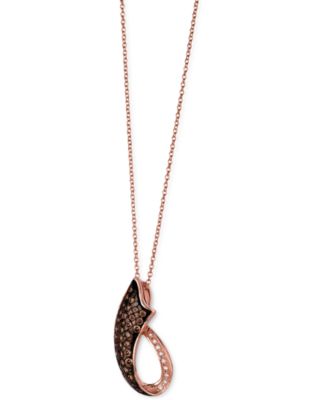 Le Vian® Chocolate Diamond & Vanilla Diamond Swoop 18" Pendant Necklace ...