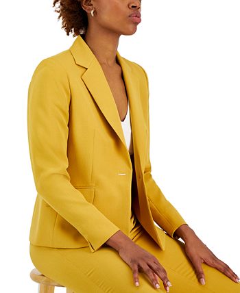 Kasper Women's Solid One-Button Notched-Collar Slit-Cuff Blazer ...