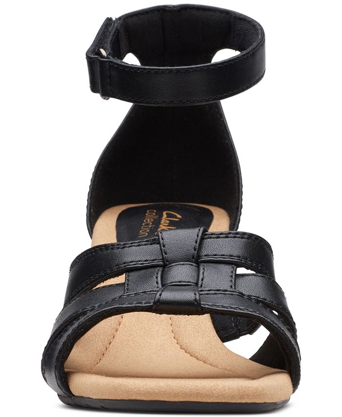 Clarks Women's Kyarra Joy Ankle-Strap Woven Wedge Sandals - Macy's