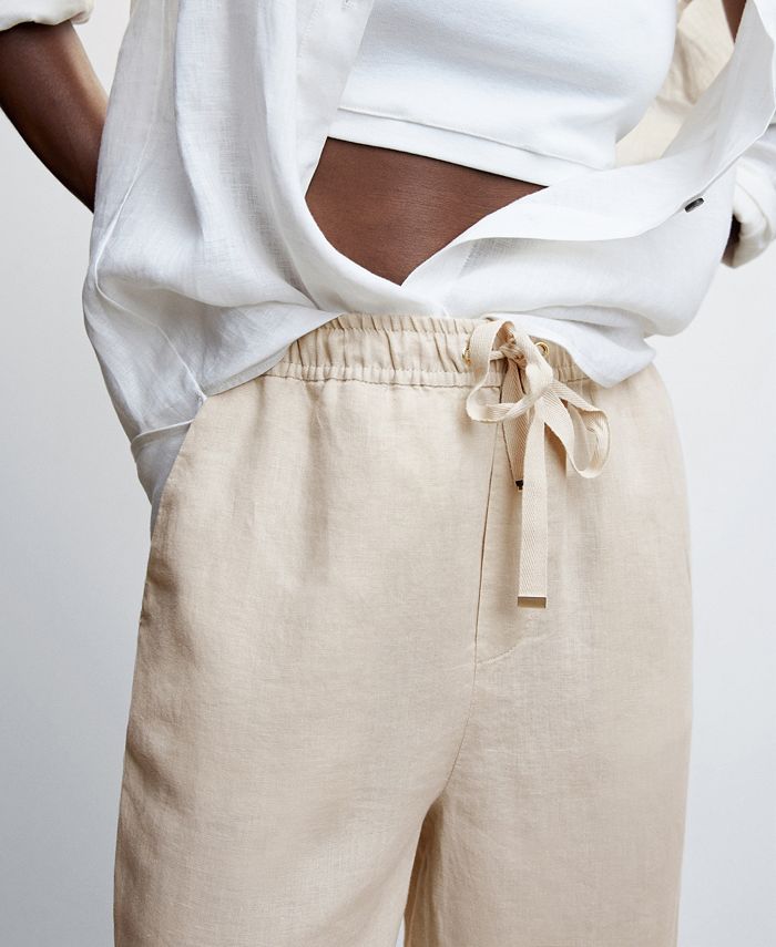 MANGO Women's Linen Pants - Macy's