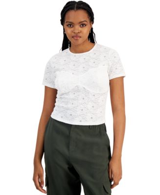 Bar III Women's Lace Corset Top, Created for Macy's - Macy's