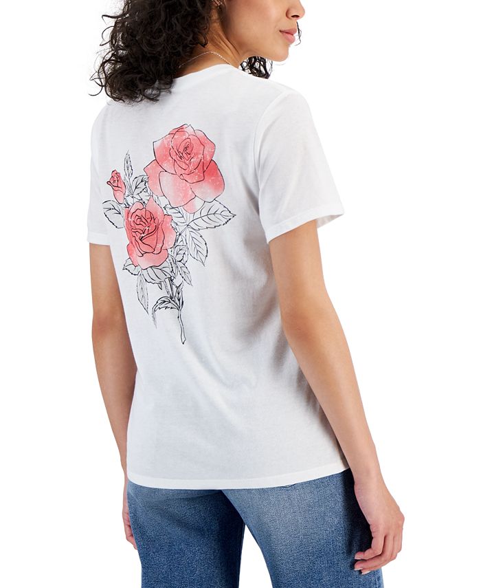 Rebellious One Juniors' Rose Short-Sleeve Crewneck Tee - Macy's