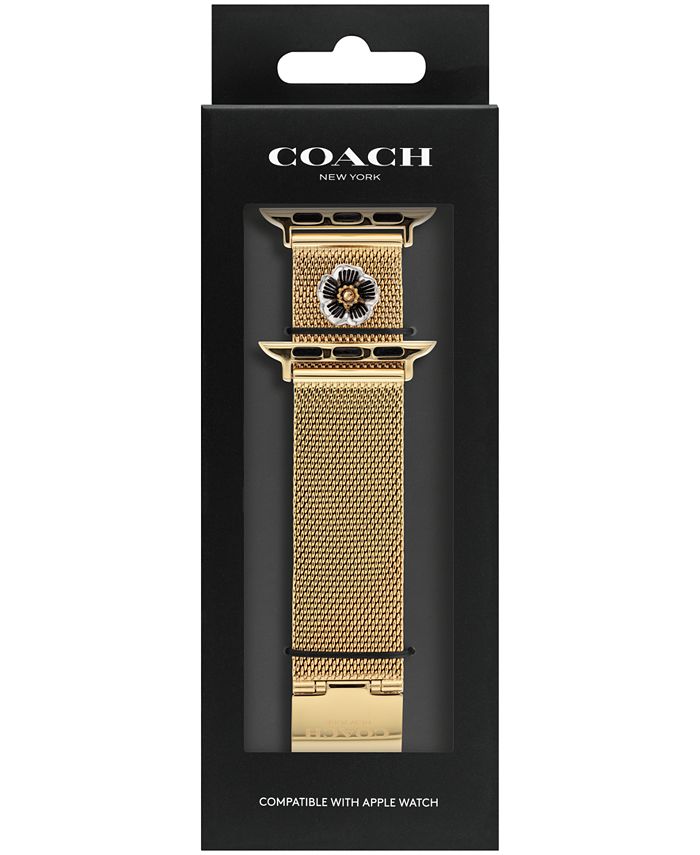 COACH Women's Gold-Tone Mesh Tea Rose Charm Strap for Apple Watch, 38 ...