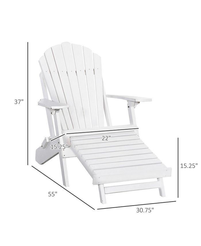 Outsunny Folding Adirondack Chair with Pull Out Ottoman, Outdoor Fir ...
