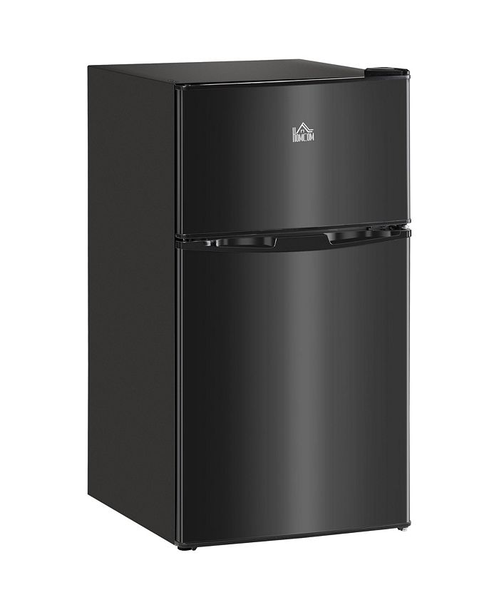 HOMCOM Double Door Mini Fridge with Freezer, 3.2 Cu.Ft Compact ...