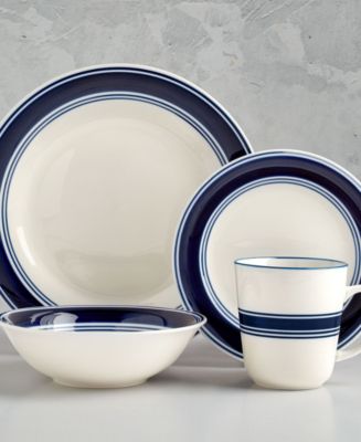 Tabletops Gallery Blue Stripe 16 Pc. Dinnerware Set, Service for 4 - Macy's