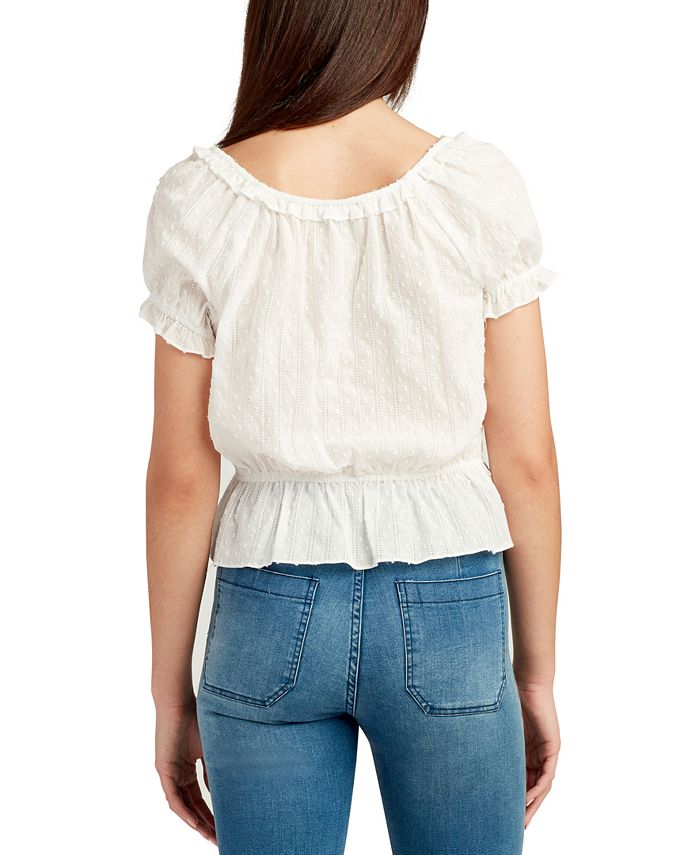 BCX Juniors' Cotton Ruffle-Trim Short-Sleeve Top - Macy's