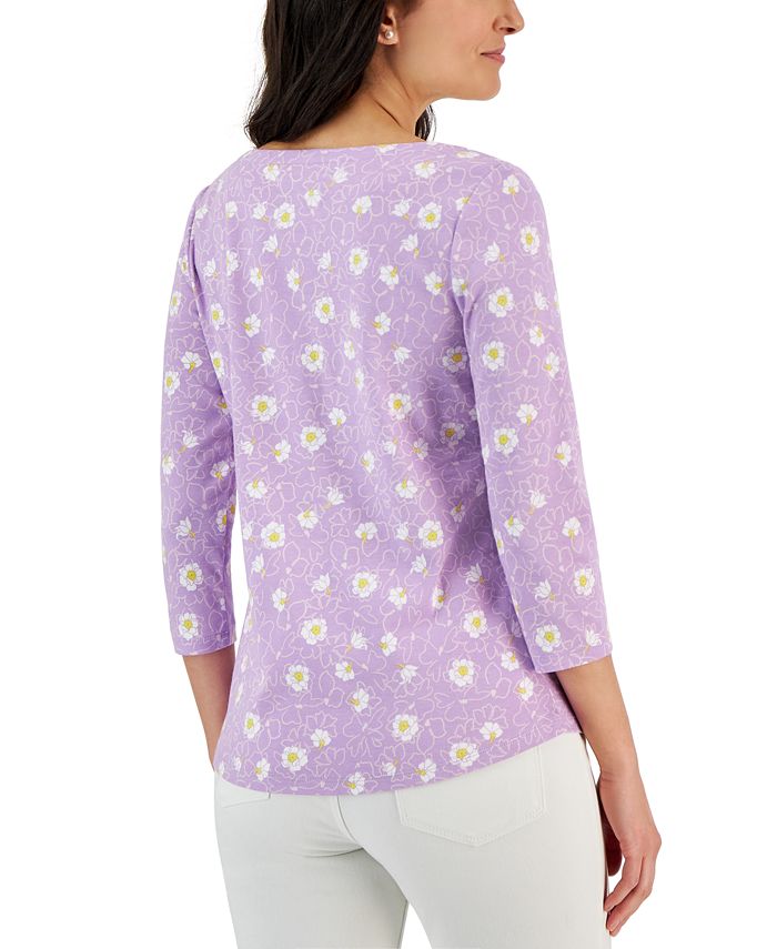 Charter Club Women's Cotton Free Bloom Printed Top, Created for Macy's ...
