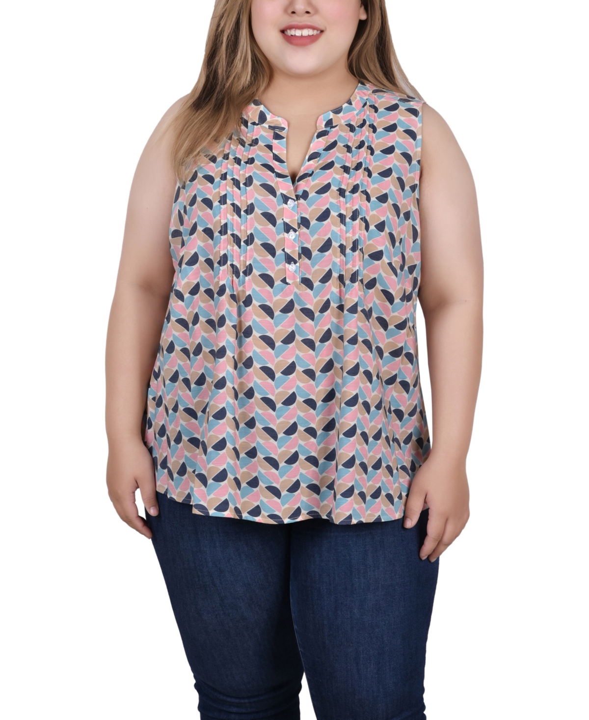 Click here for Ny Collection Plus Size Sleeveless Pintucked Blous... prices