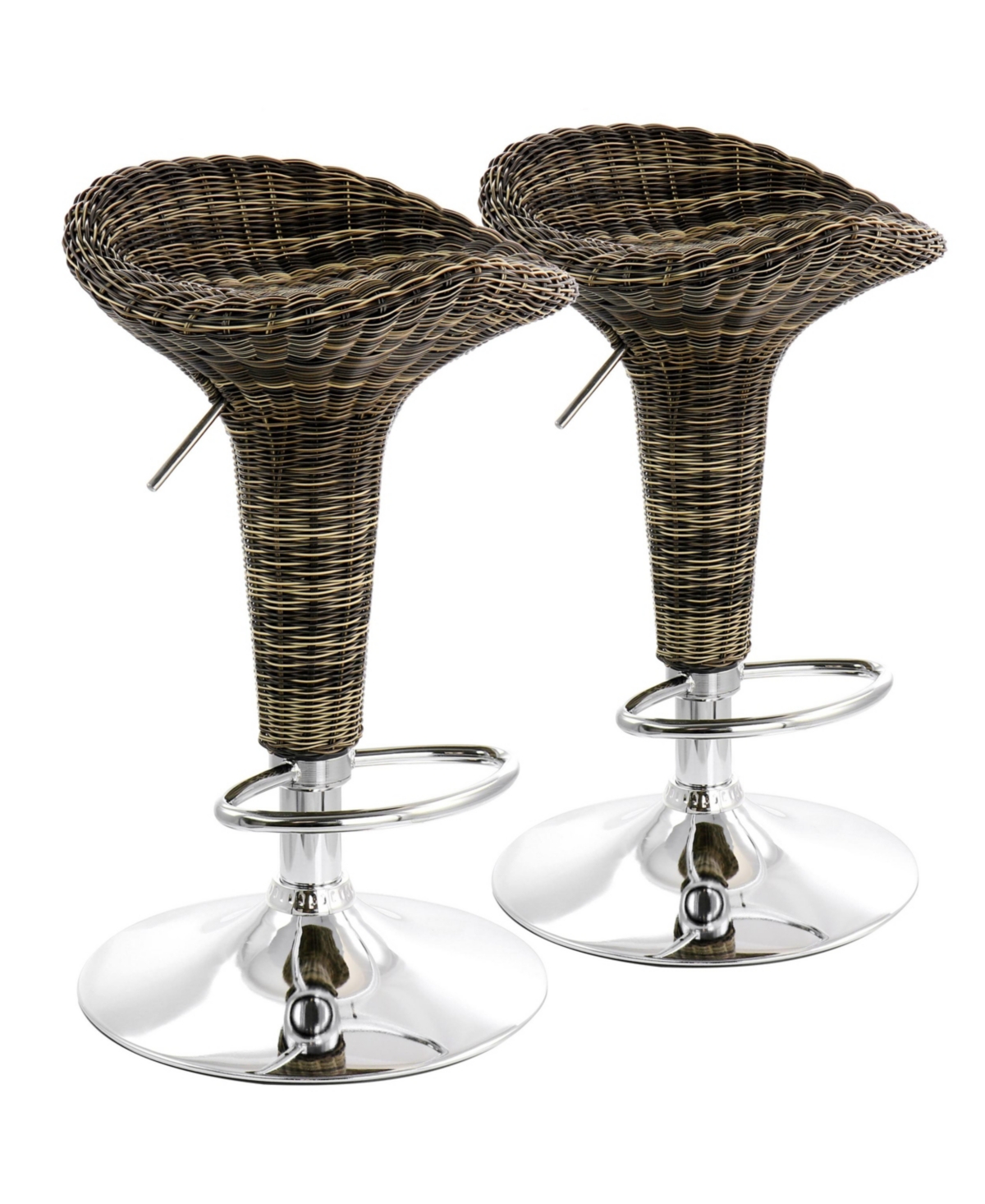 Elama 2 Piece Adjustable Saddle Seat Wicker Bar Stool In Brown With ...